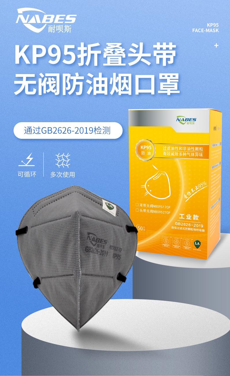 耐呗斯 NBS9527CP折叠头戴式无阀口罩（防油）KP95-新明辉商城